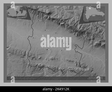 Valverde, province of Dominican Republic. Grayscale elevation map with ...