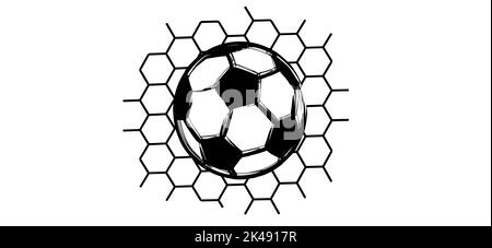 Cartoon soccer ball as stickman, stick figure man with football net ...