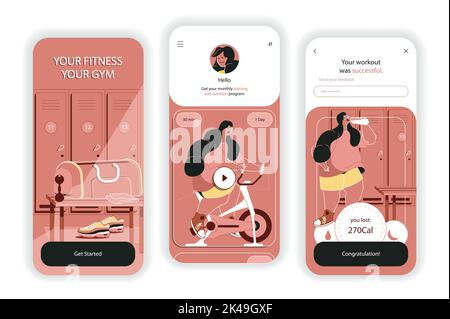 Gym mobile app onboarding screens vector template Stock Vector Image ...