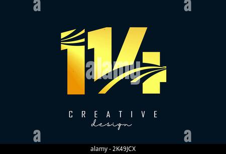 Creative number 114 logo with leading lines and road concept design ...