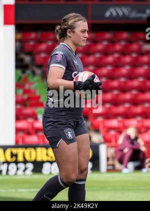 Aston Villa goalkeeper Anna Leat (not pictured) is shown a red card by ...