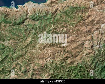 Aileu, municipality of East Timor. High resolution satellite map. Corner auxiliary location maps ...