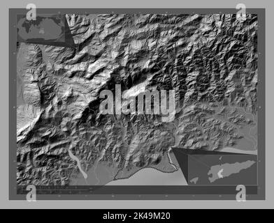 Ainaro, municipality of East Timor. Bilevel elevation map with lakes ...