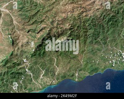 Ainaro, municipality of East Timor. High resolution satellite map. Locations of major cities of ...