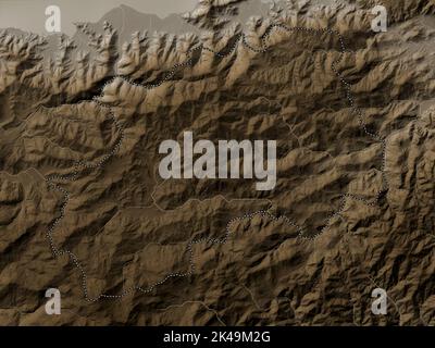 Aileu, municipality of East Timor. Colored elevation map with lakes and ...