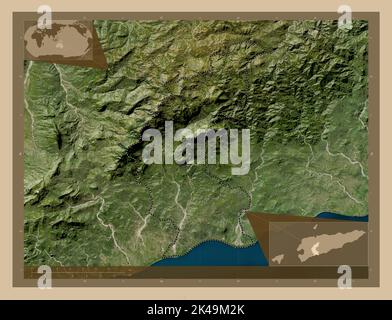 Ainaro, municipality of East Timor. Low resolution satellite map Stock ...