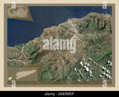 Oecusse, municipality of East Timor. High resolution satellite map ...