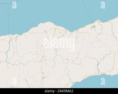 Baucau, municipality of East Timor. Open Street Map. Locations of major ...