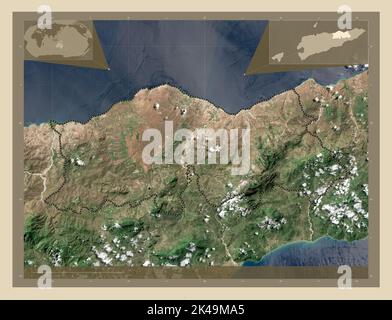 Baucau, municipality of East Timor. High resolution satellite map ...