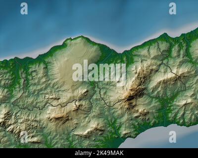 Baucau, municipality of East Timor. Elevation map colored in wiki style ...