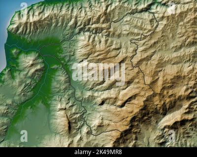 Ermera, municipality of East Timor. Elevation map colored in wiki style ...