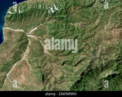 Ermera, municipality of East Timor. High resolution satellite map. Corner auxiliary location ...