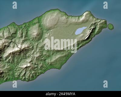 Lautem, municipality of East Timor. Colored elevation map with lakes ...