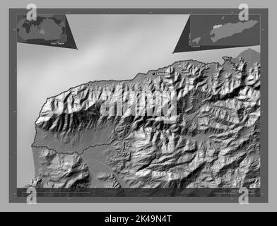 Liquica, municipality of East Timor. Bilevel elevation map with lakes ...