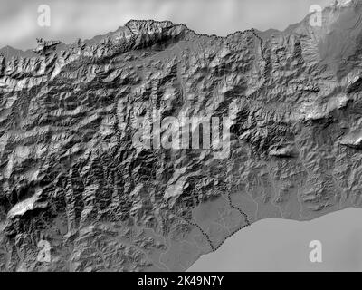 Manatuto, municipality of East Timor. Bilevel elevation map with lakes ...