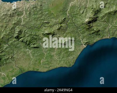 Viqueque, municipality of East Timor. Low resolution satellite map ...