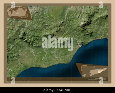 Viqueque, municipality of East Timor. Low resolution satellite map ...