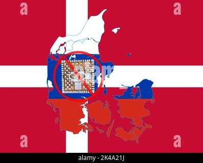 Outline map of Denmark with the image of the national flag. Manhole ...