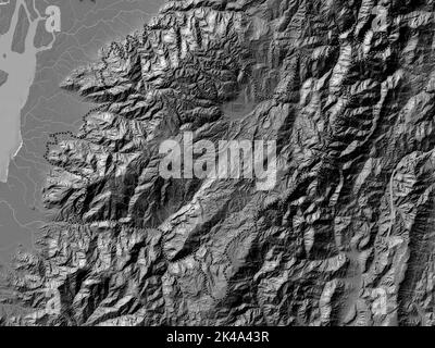 Azuay, province of Ecuador. Bilevel elevation map with lakes and rivers ...
