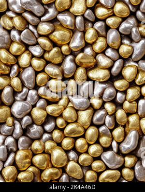 3D rendering ,lots of gold pebbles Stock Photo - Alamy