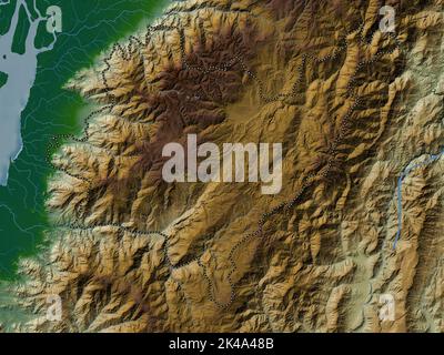 Azuay, province of Ecuador. Elevation map colored in wiki style with ...
