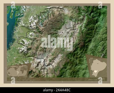Azuay, province of Ecuador. High resolution satellite map. Locations of ...