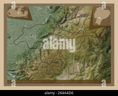 Canar, province of Ecuador. Low resolution satellite map. Locations and ...