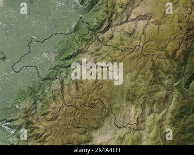 Canar, province of Ecuador. Low resolution satellite map. Locations of ...
