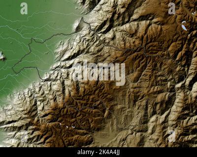 Canar, province of Ecuador. Colored elevation map with lakes and rivers ...