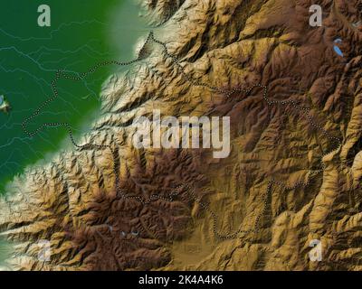 Canar, province of Ecuador. Colored elevation map with lakes and rivers ...