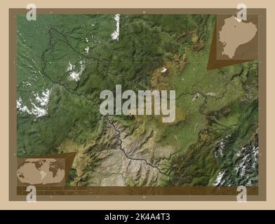 Carchi, province of Ecuador. Low resolution satellite map. Locations of ...
