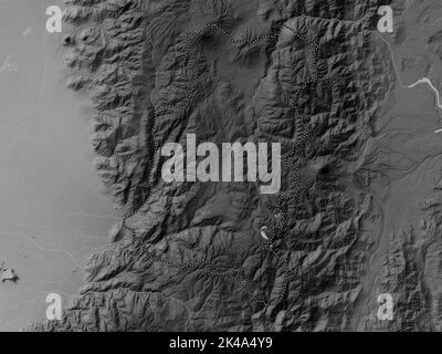 Chimborazo, province of Ecuador. Grayscale elevation map with lakes and ...