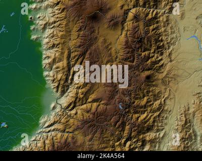 Chimborazo, province of Ecuador. Colored elevation map with lakes and ...