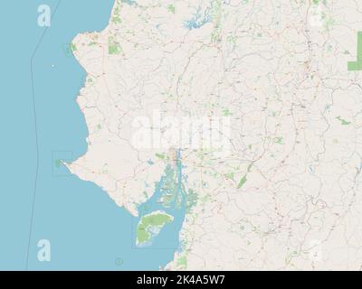 Guayas, province of Ecuador. Open Street Map. Locations of major cities ...