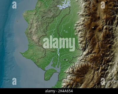 Guayas, province of Ecuador. Colored elevation map with lakes and ...