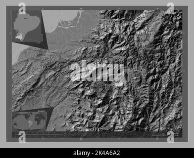 Loja, province of Ecuador. Bilevel elevation map with lakes and rivers ...