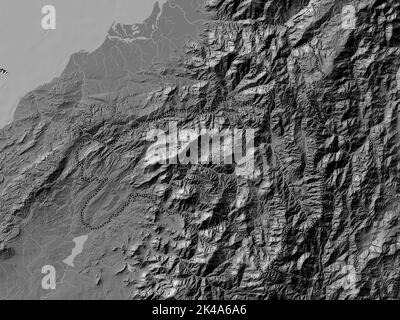 Loja, province of Ecuador. Elevation map colored in sepia tones with ...