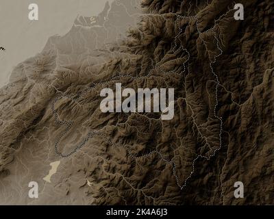 Loja, province of Ecuador. Colored elevation map with lakes and rivers ...