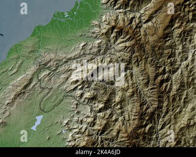 Loja, province of Ecuador. Colored elevation map with lakes and rivers ...