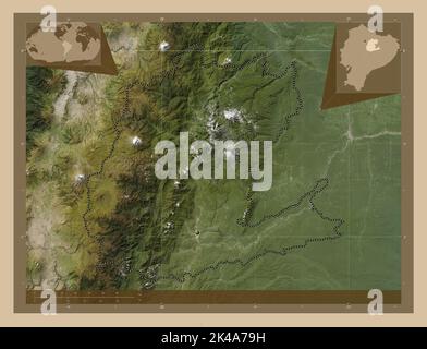 Napo, province of Ecuador. Low resolution satellite map. Locations and ...