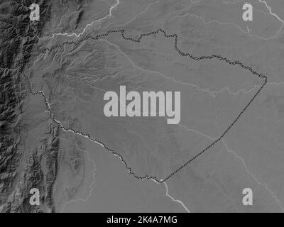Pastaza, province of Ecuador. Grayscale elevation map with lakes and ...