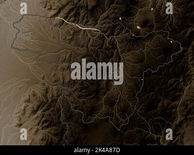 Pichincha, province of Ecuador. Colored elevation map with lakes and ...