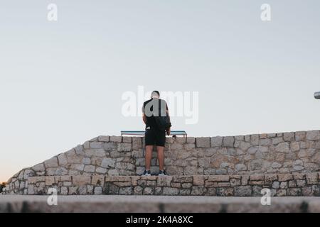 A tourist in the castle of Tesanj in Bosnia and Herzegovina Stock Photo ...