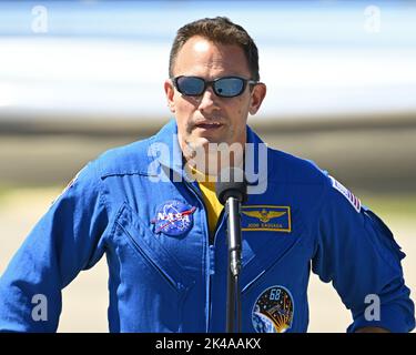 NASA astronaut Josh Cassada, pilot, is shown in his SpaceX spacesuit in ...