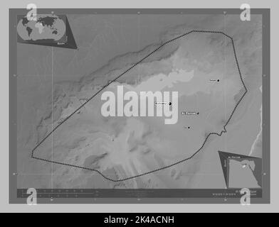 Al Fayyum, governorate of Egypt. Grayscale elevation map with lakes and ...