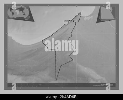 Al Iskandariyah, governorate of Egypt. Grayscale elevation map with ...