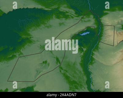 Al Jizah, governorate of Egypt. Colored elevation map with lakes and ...
