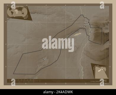 Al Jizah, governorate of Egypt. Colored elevation map with lakes and ...