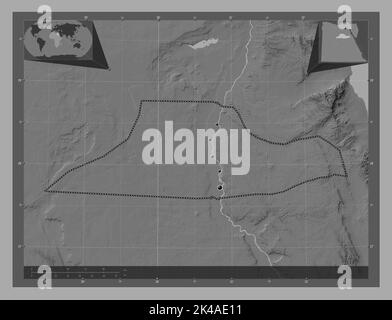 Al Minya, governorate of Egypt. Bilevel elevation map with lakes and ...