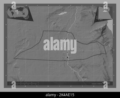 Al Minya, governorate of Egypt. Bilevel elevation map with lakes and ...